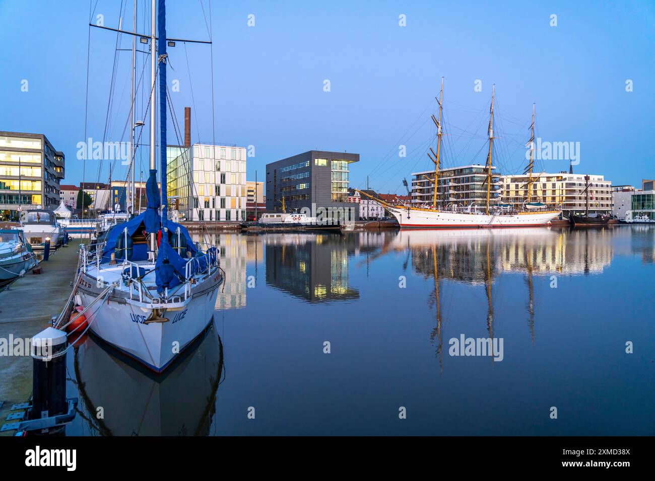 New harbour, harbour basin, harbour district, training ship Germany ...