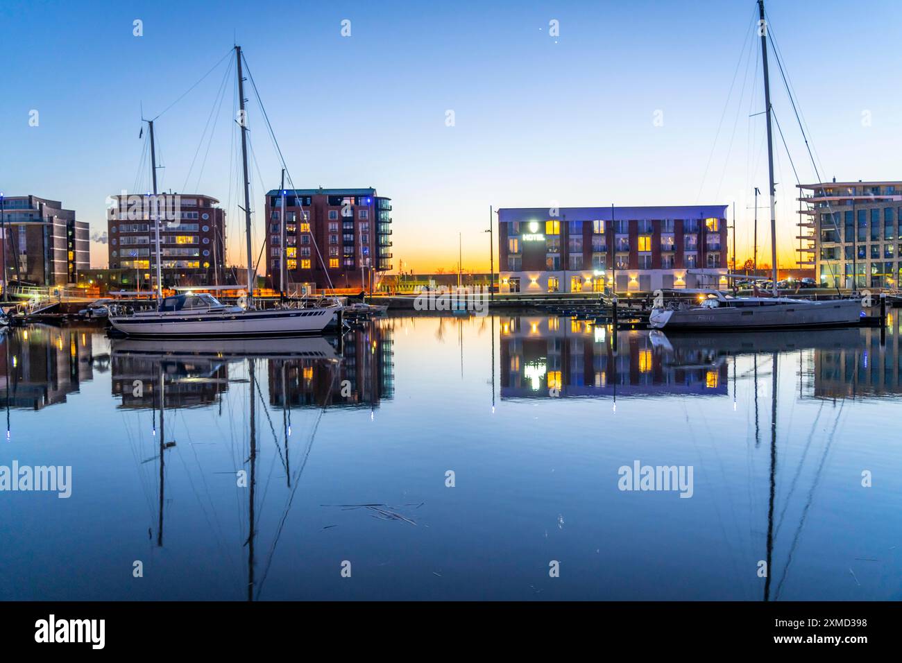 New harbour, harbour basin, harbour district, residential buildings ...