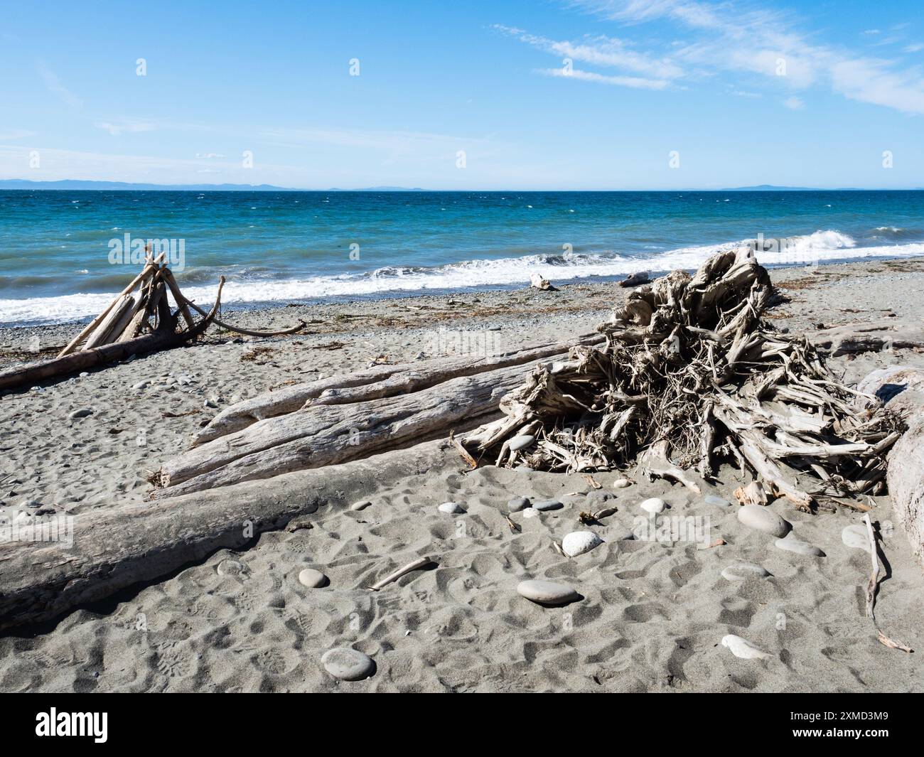 Scenic beach on the Dungeness Spit, the longest sand spit in the US ...