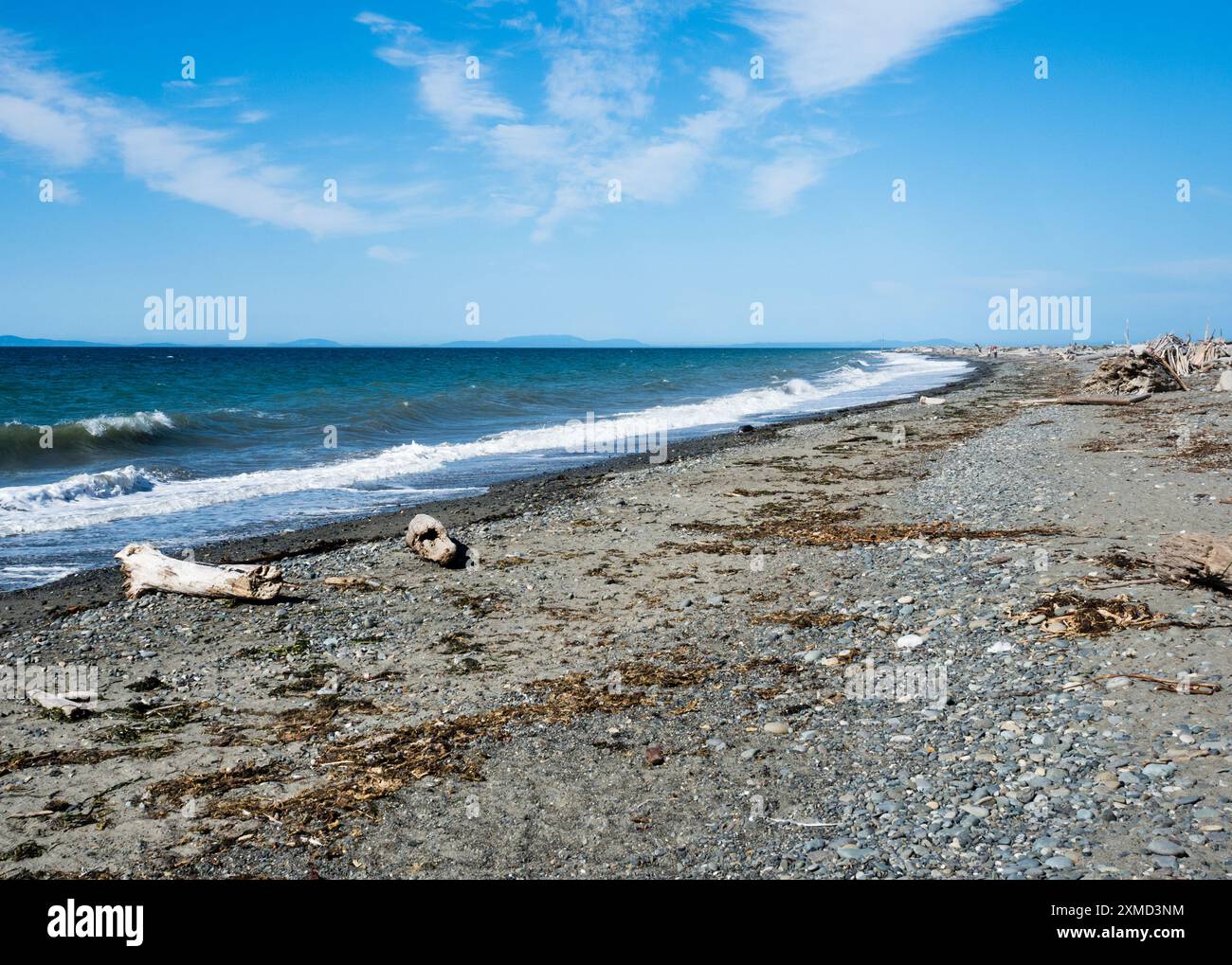 Scenic beach on the Dungeness Spit, the longest sand spit in the US ...