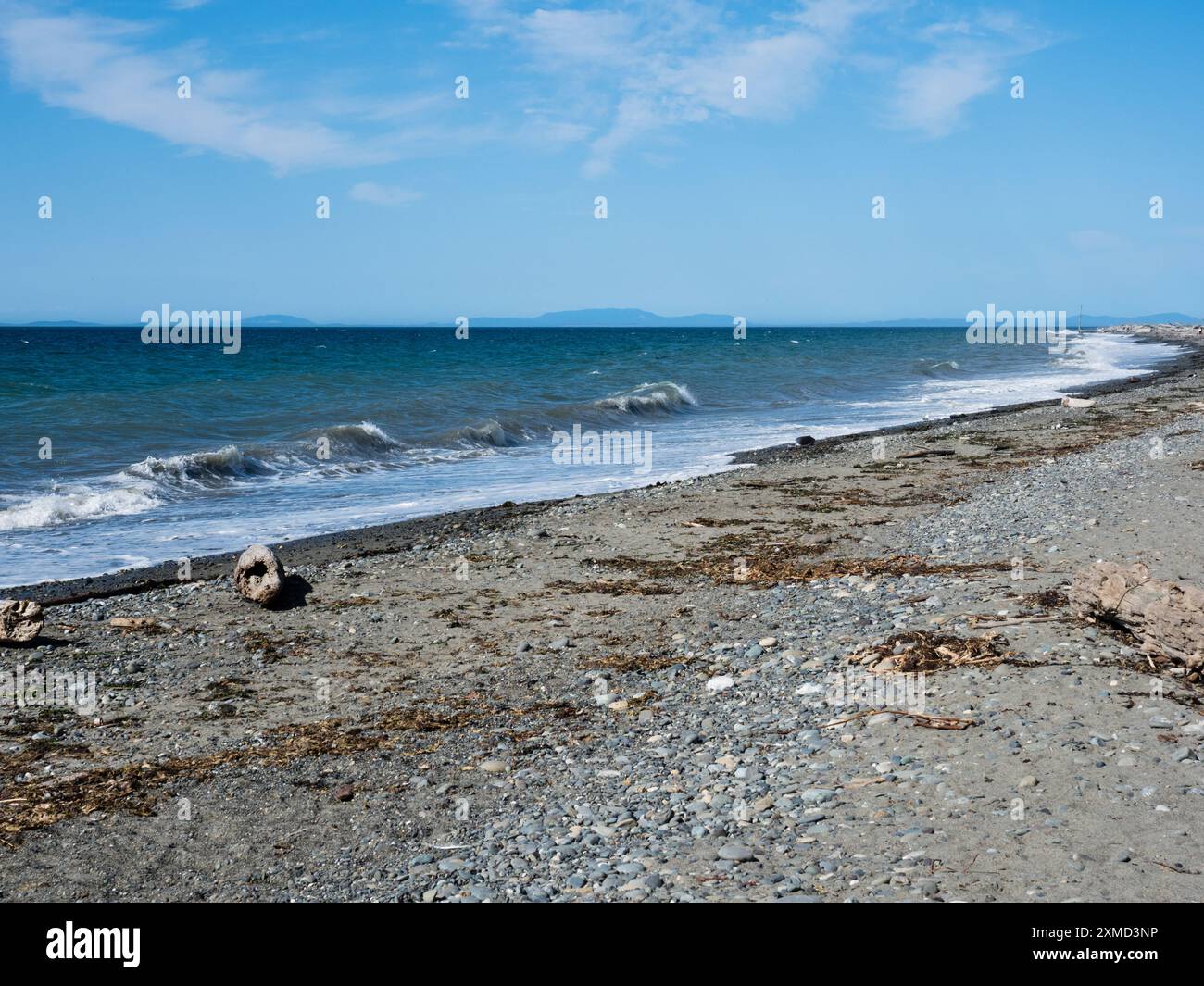 Scenic beach on the Dungeness Spit, the longest sand spit in the US ...