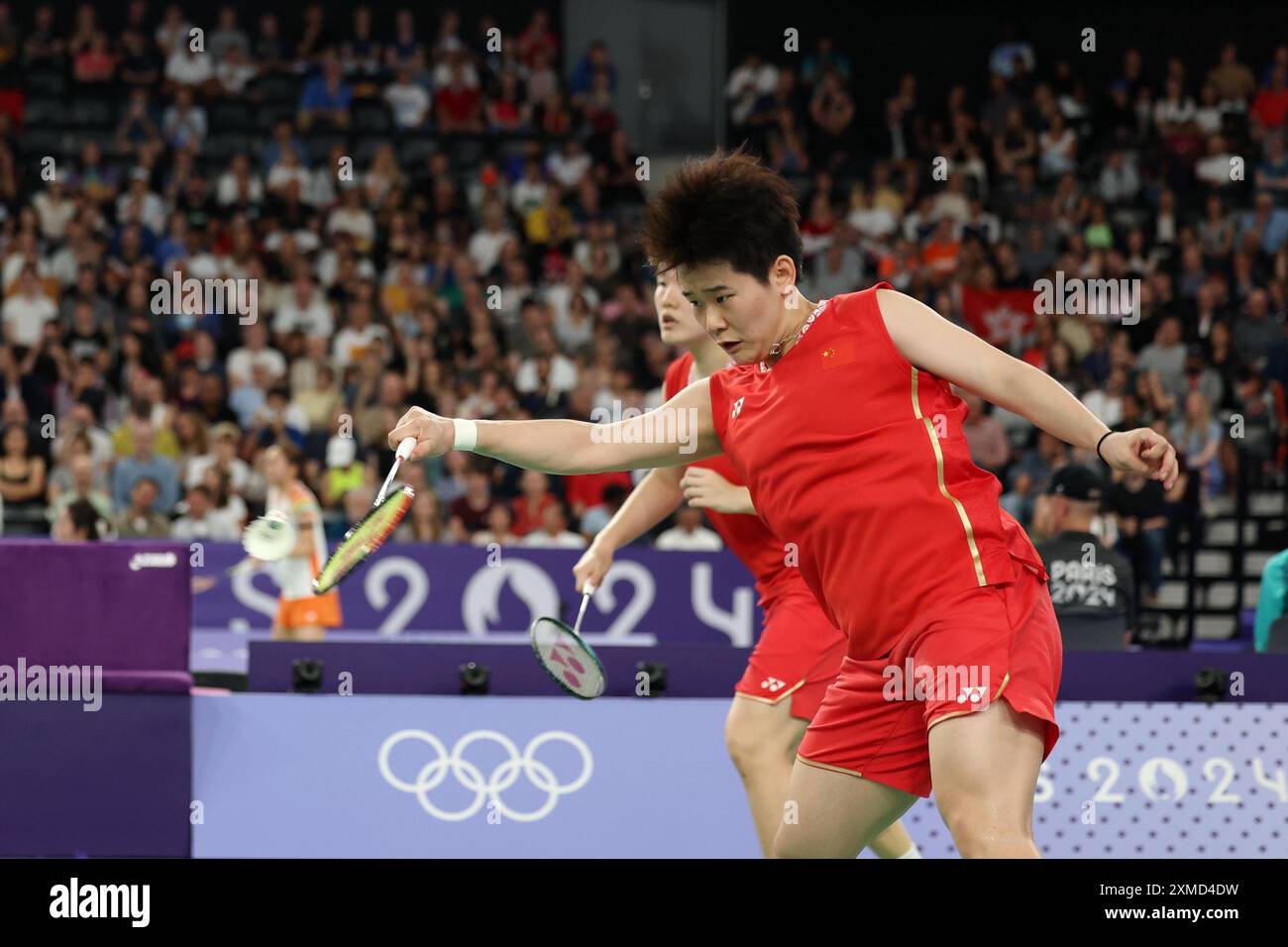 Paris, France. 27th July, 2024. Liu Shengshu/Tan Ning of China compete ...