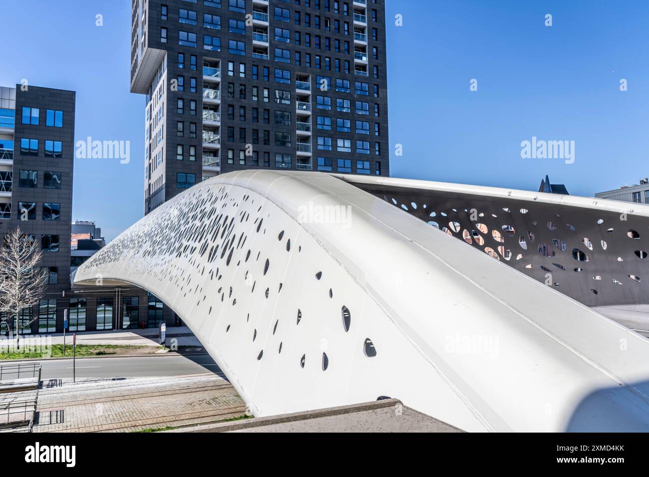 The Parkbruk, cycle and pedestrian bridge in the city centre of Antwerp ...