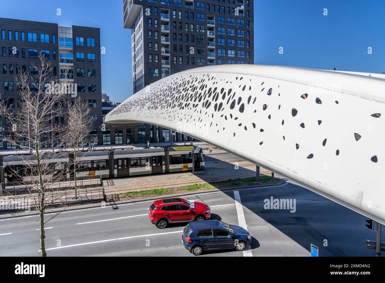 The Parkbruk, cycle and pedestrian bridge in the city centre of Antwerp ...