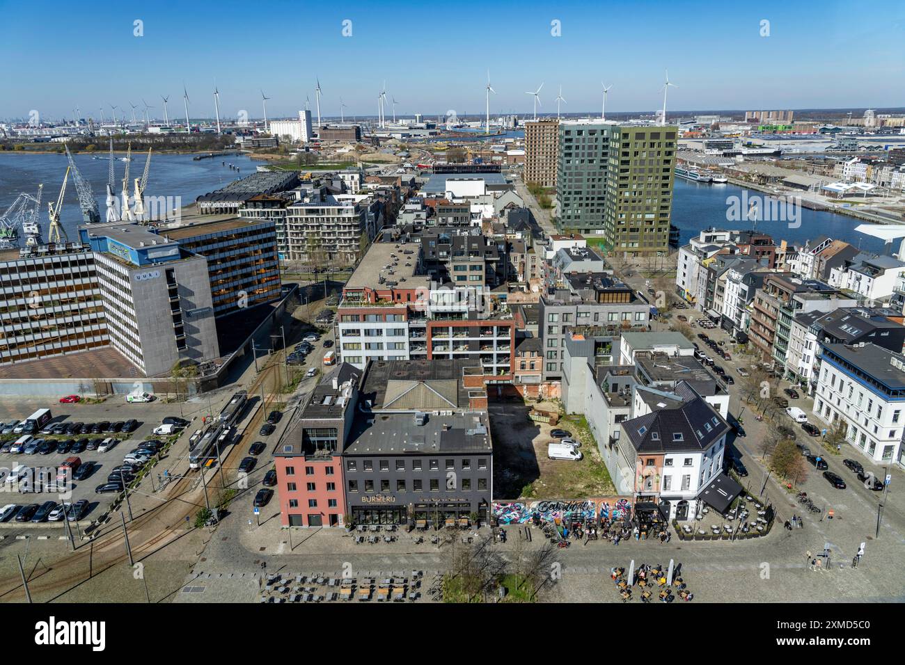Kattendijkdok, harbour basin, high-rise residential buildings ...