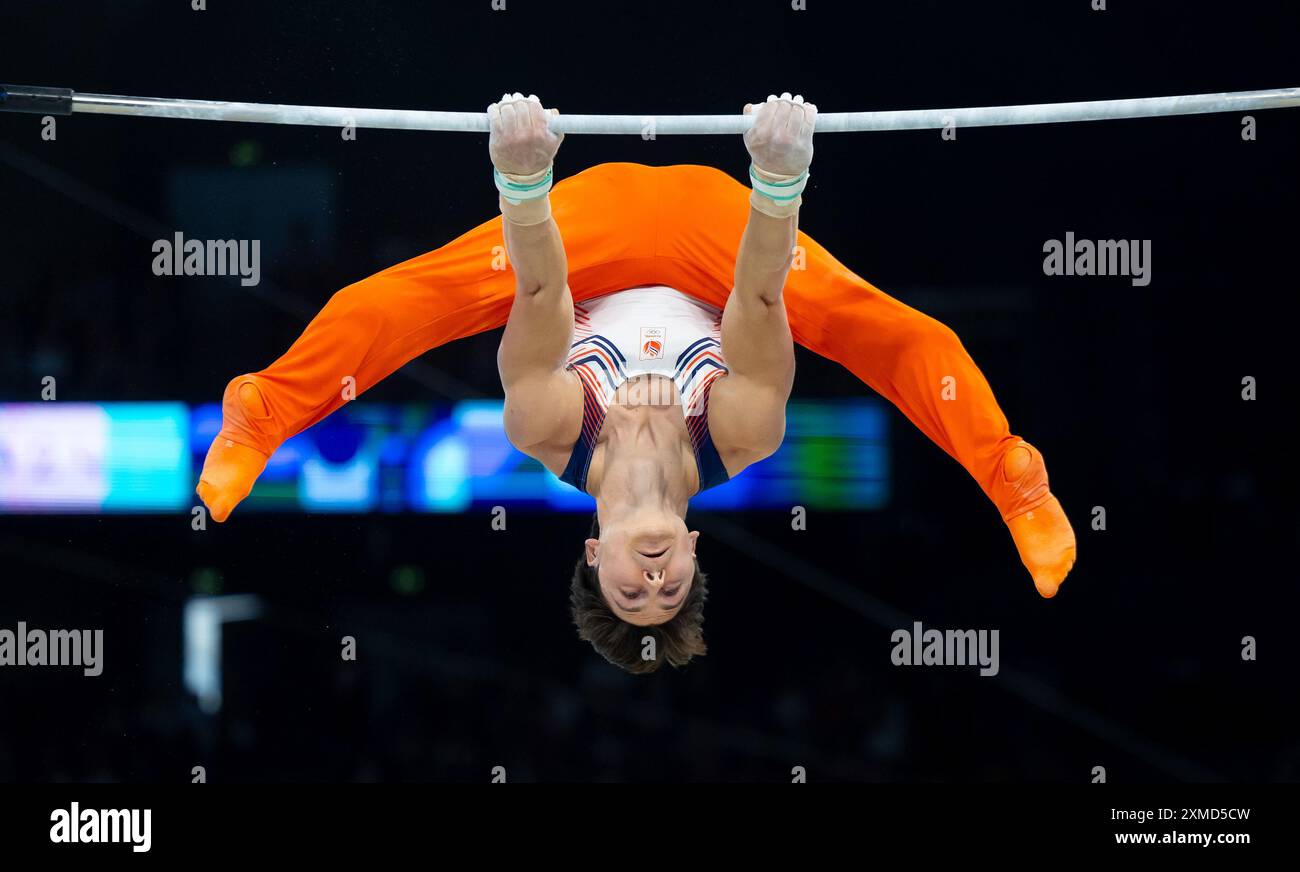 PARIS - Frank Rijken in action during the gymnastics qualifications ...
