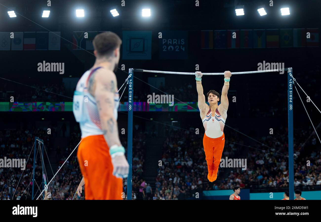 PARIS - Frank Rijken in action during the gymnastics qualifications ...