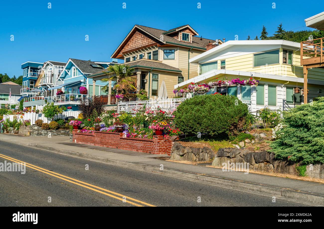 A colorful garden in the fromt of a home with a view at Redondo Beach ...