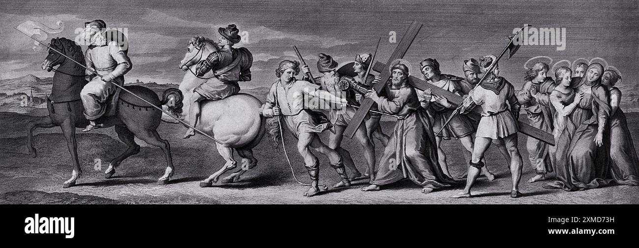 Christ Carrying The Cross In A Long Procession Depicted In 1729 ...