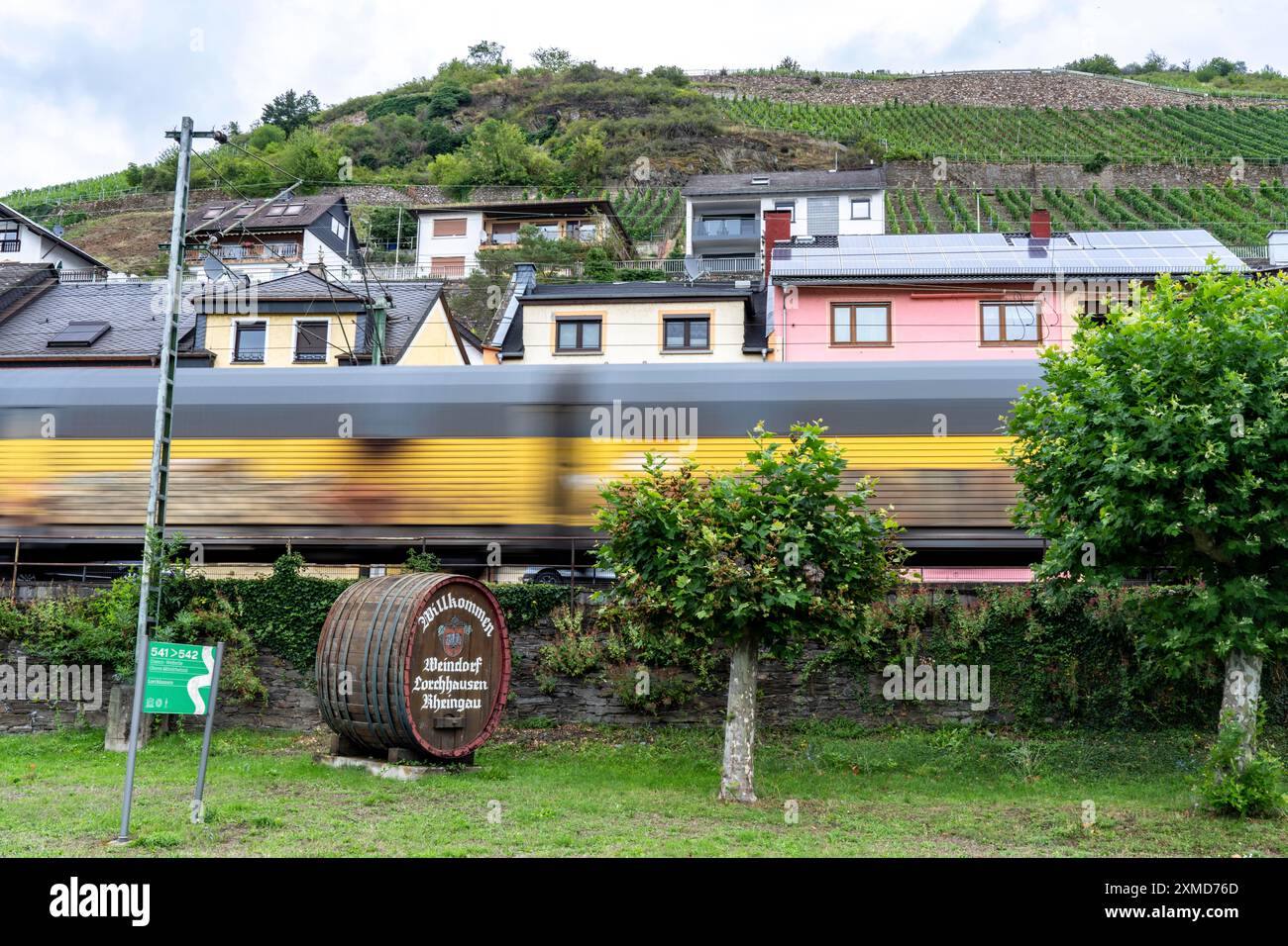 Upper Middle Rhine Valley, railway line on the right bank of the Rhine ...