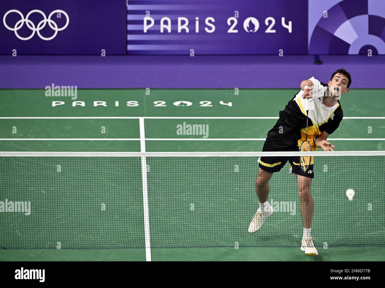 Paris, France. 27th July, 2024. Belgian badminton player Julien ...