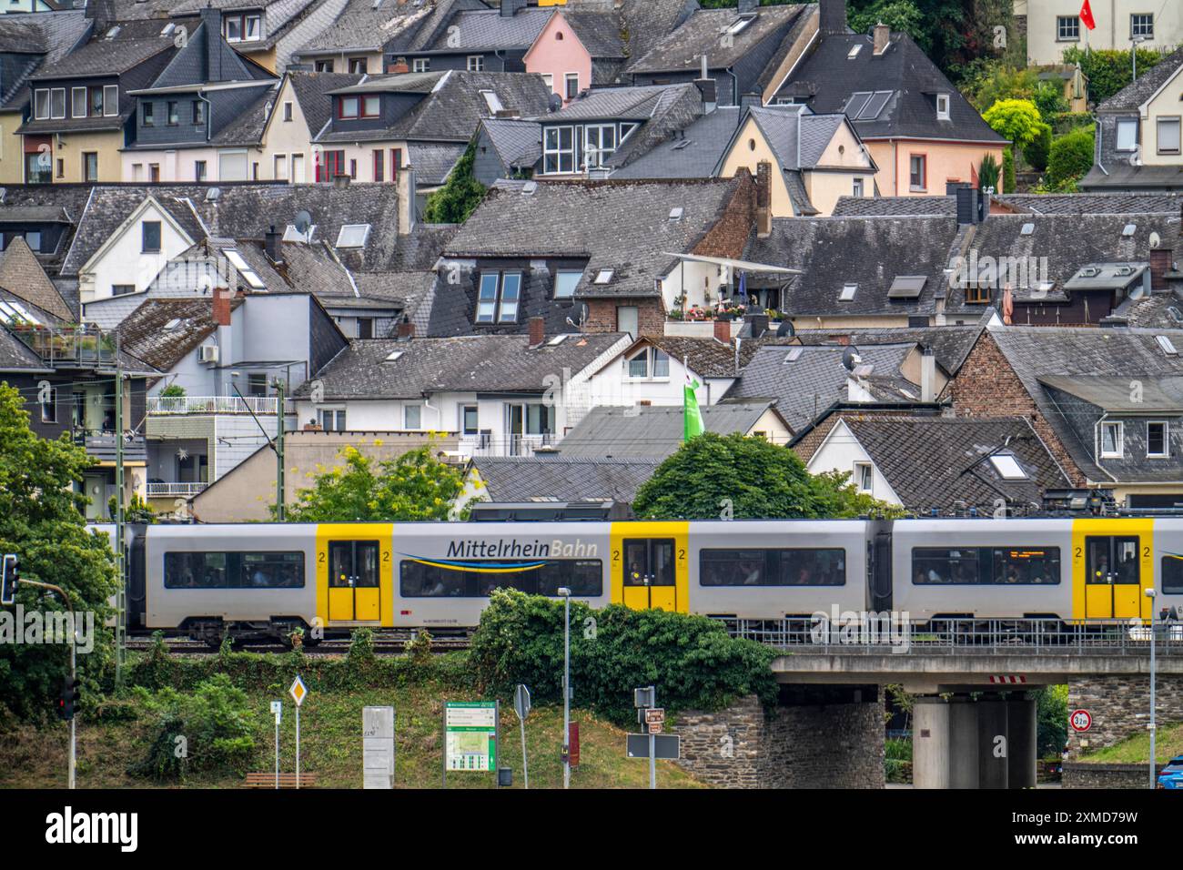 Left bank of the Rhine railway line in the Upper Middle Rhine Valley ...