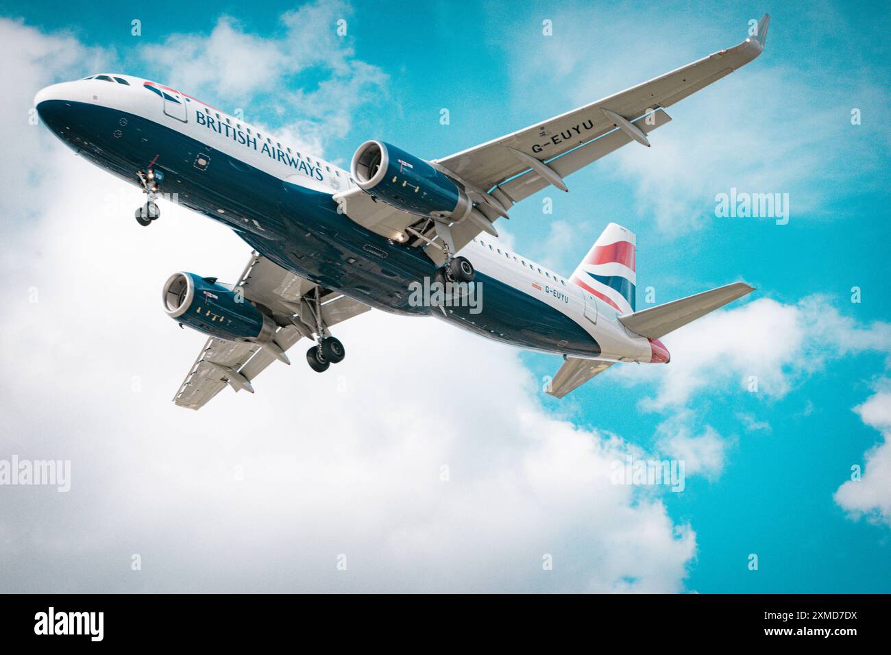 British Airways plane landing at Heathrow international airport. LONDON ...