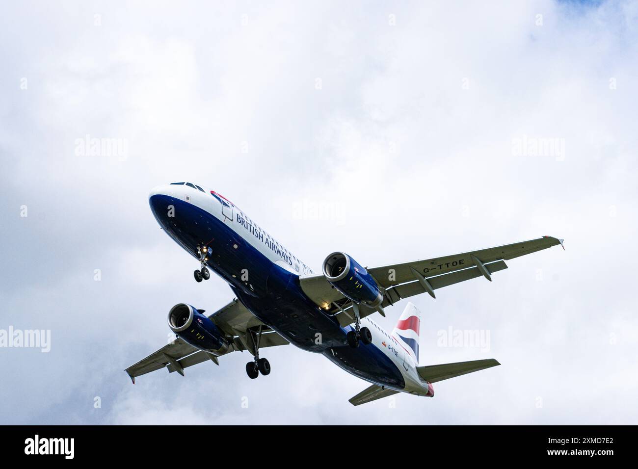 British Airways plane landing at Heathrow international airport. LONDON ...
