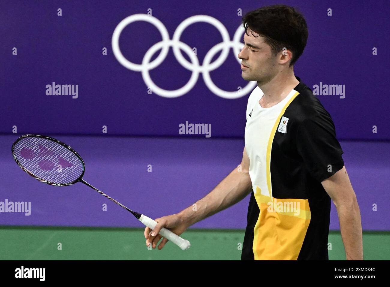 Paris, France. 27th July, 2024. Belgian badminton player Julien ...