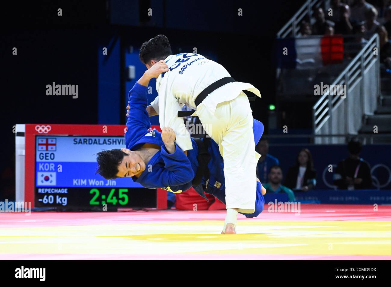 Giorgi Sardalashvili ( GEO ) vs Won Jin Kim ( KOR ), Judo, Men -60 kg ...