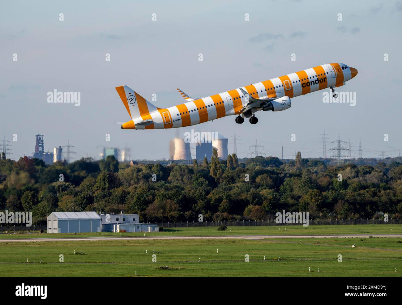 Duesseldorf Airport, aircraft taking off, from the main runway, Condor ...