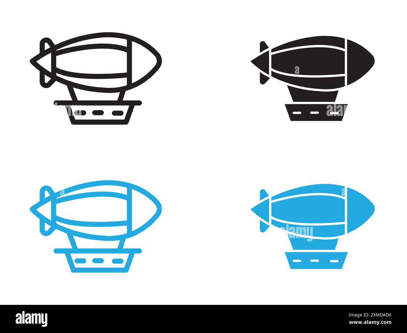 Airship icon vector line logo mark or symbol set collection outline ...