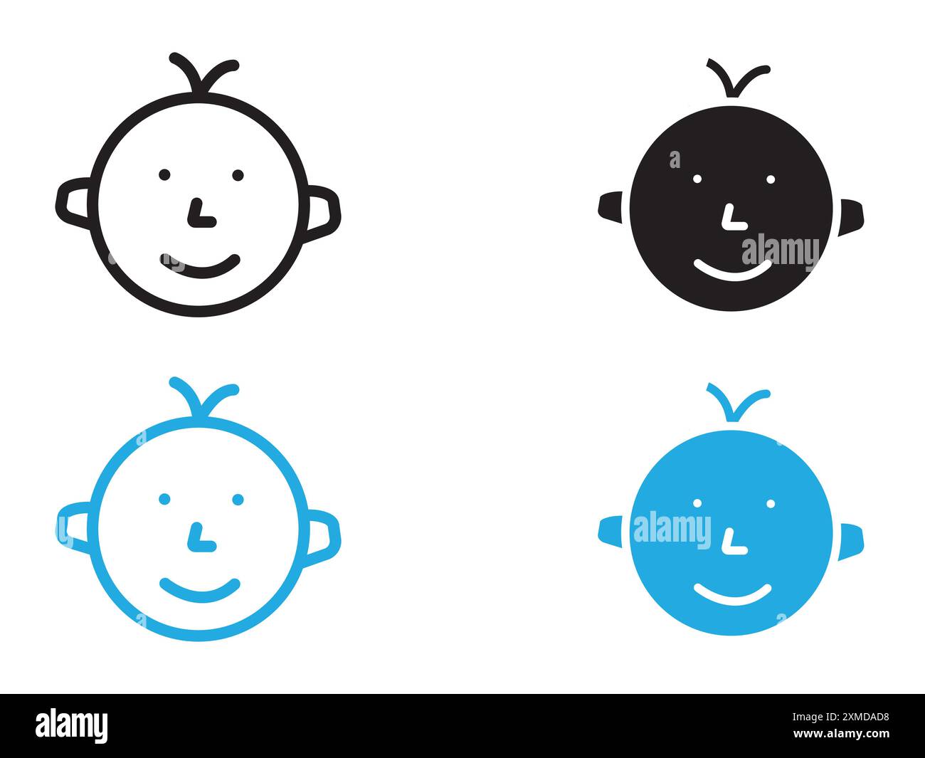 baby face icon vector line logo mark or symbol set collection outline ...