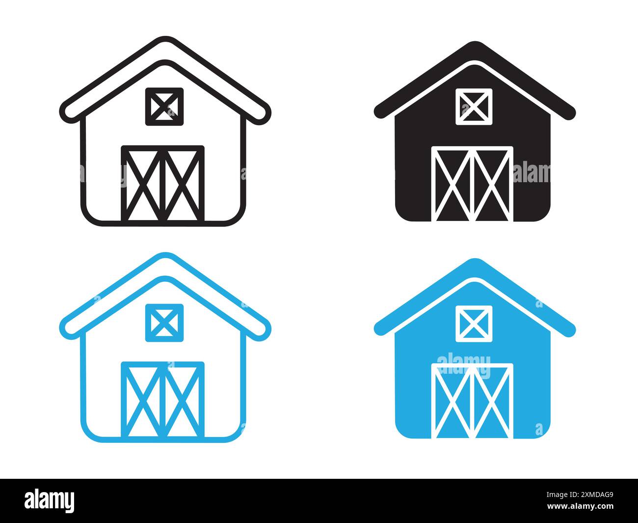 Barn Farm Icon Vector Line Logo Mark Or Symbol Set Collection Outline Style Stock Vector Image