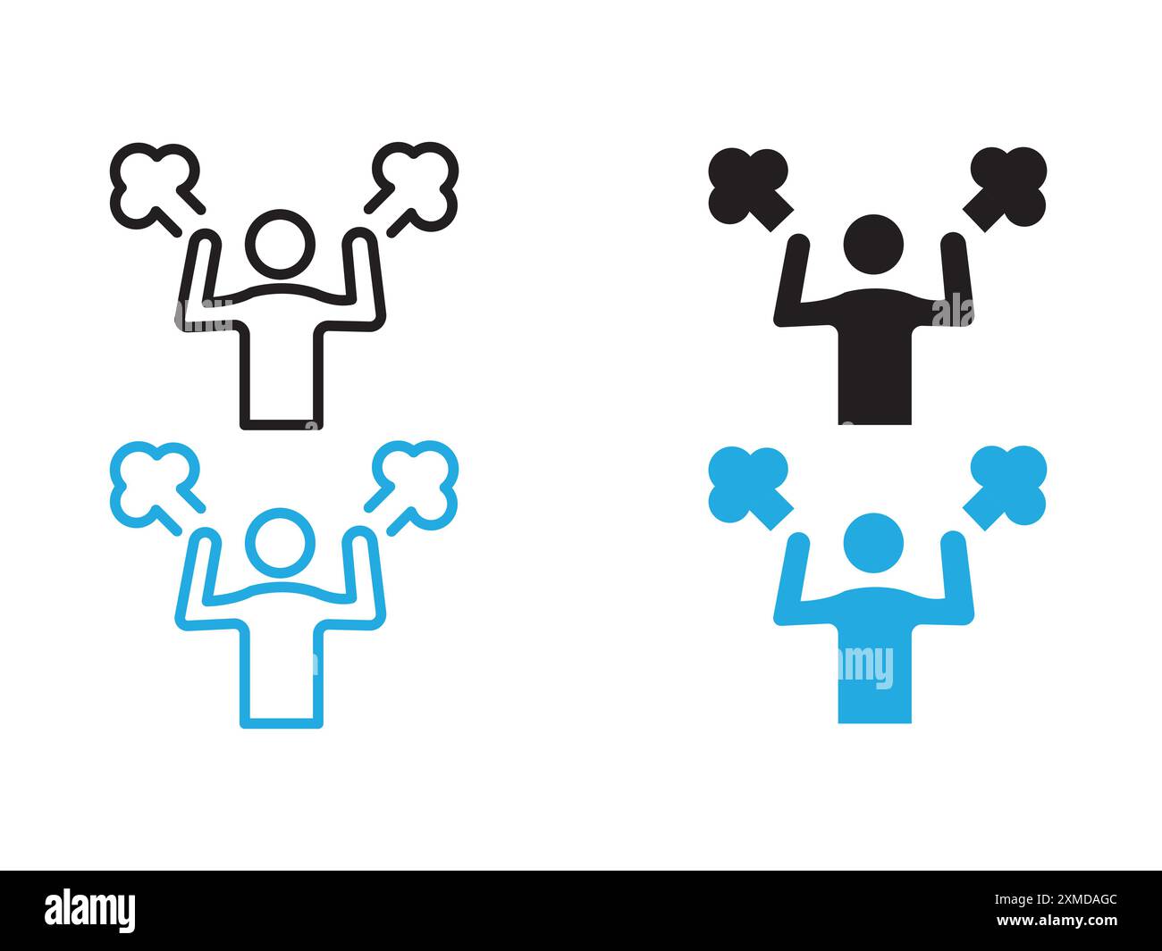 Angry person icon vector line logo mark or symbol set collection ...