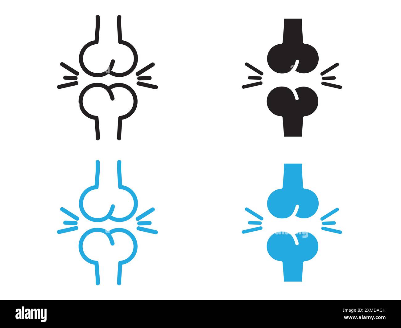 Arthritis knee joint pain icon vector line logo mark or symbol set collection outline style ...