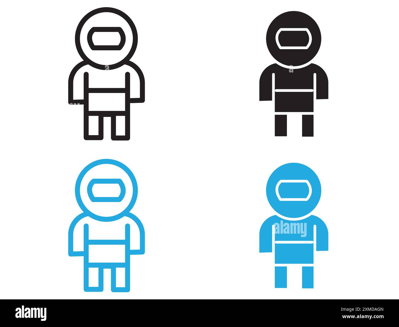 Astronaut or cosmonaut icon vector line logo mark or symbol set collection outline style Stock ...
