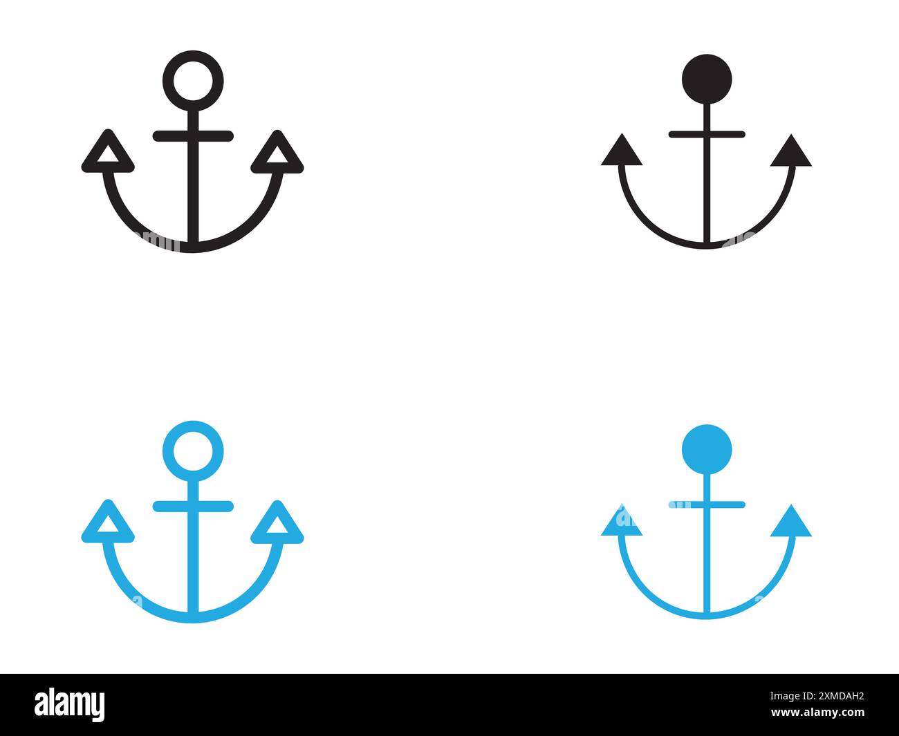 Anchor icon vector line logo mark or symbol set collection outline ...
