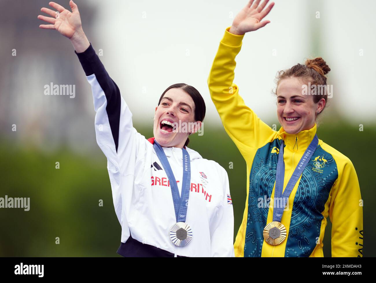 Australia's Grace Brown with her gold medal (right) and Great Britain's ...