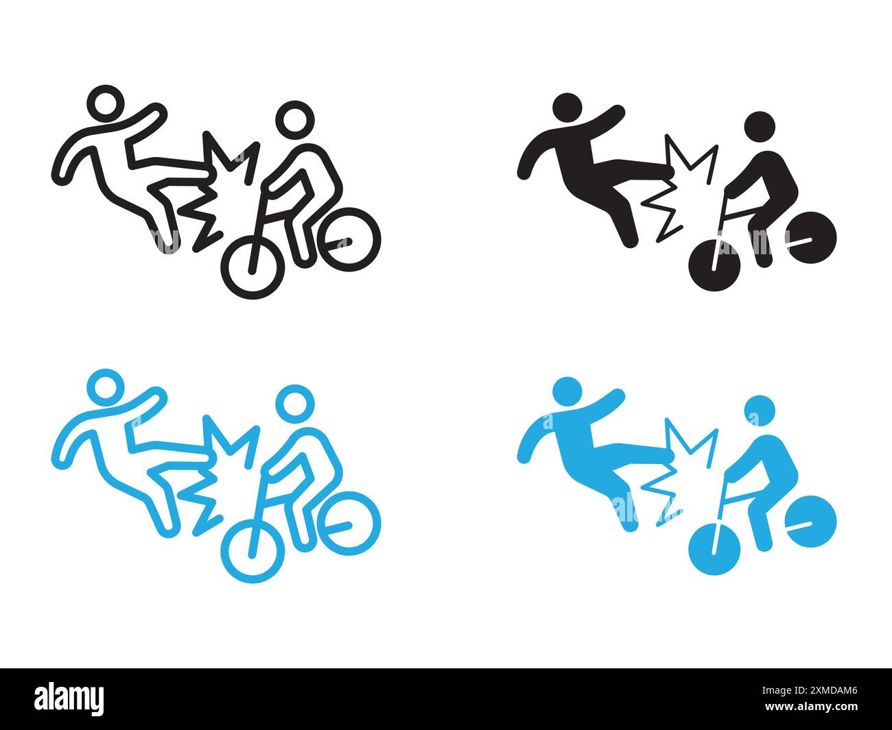 becycle accident icon vector line logo mark or symbol set collection ...