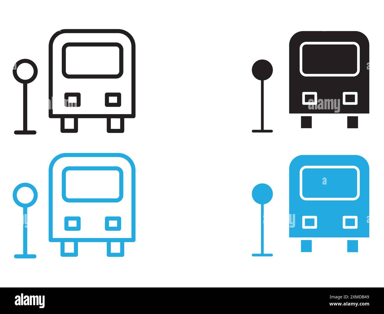 Bus stop stand icon vector line logo mark or symbol set collection ...