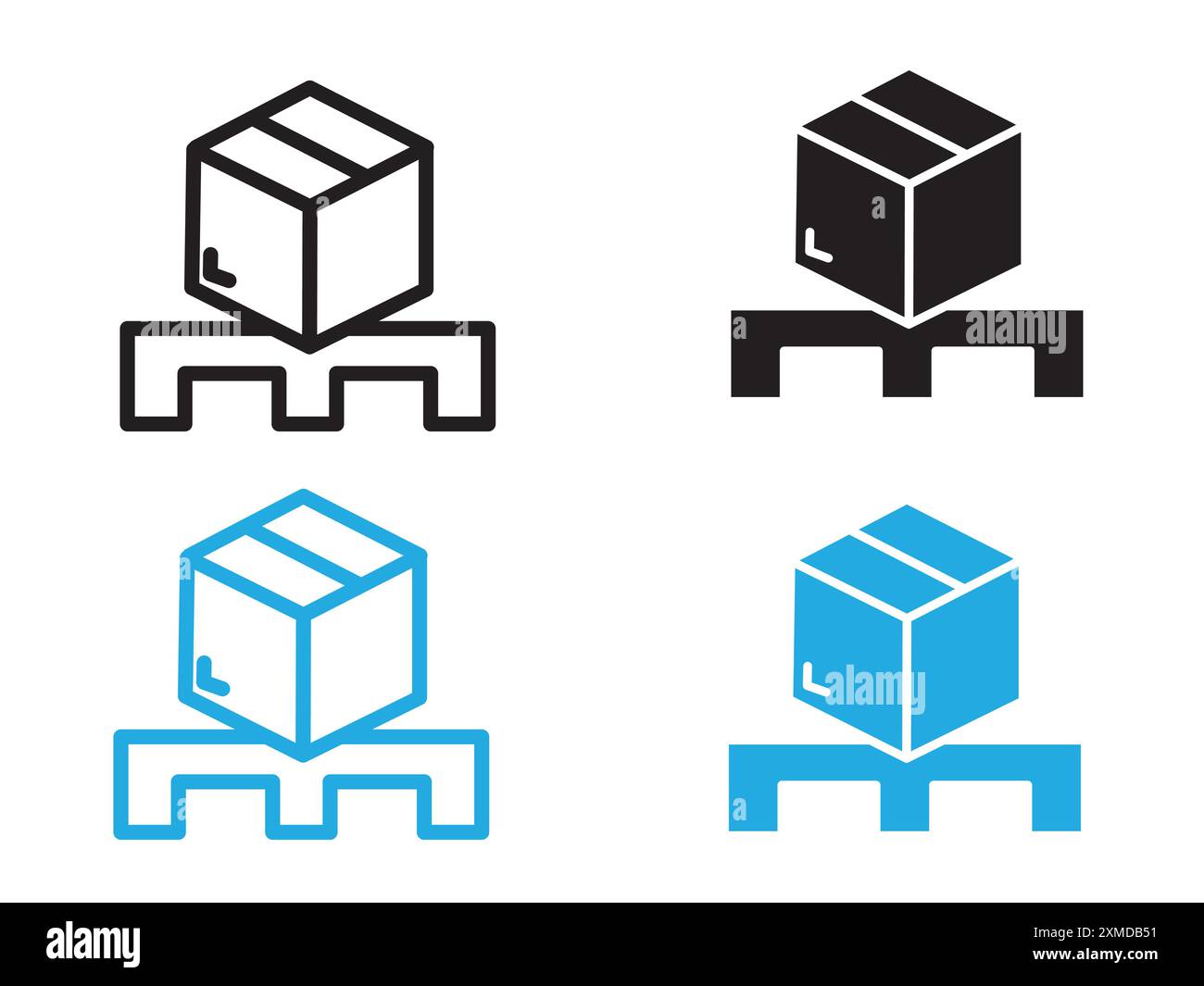 box on a pallet icon vector line logo mark or symbol set collection ...