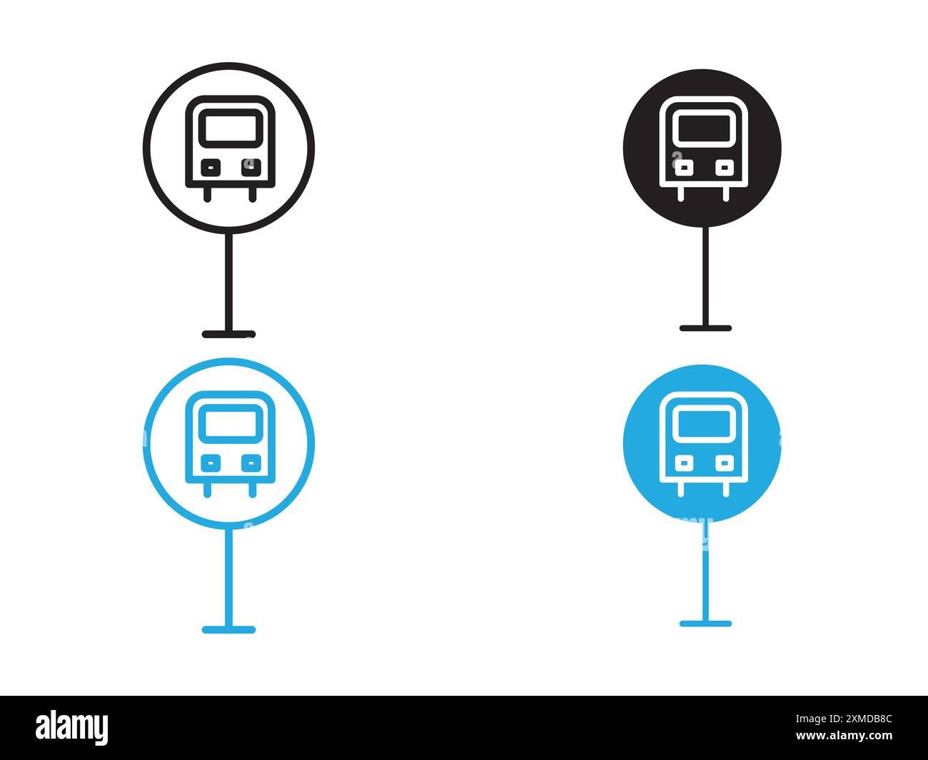 Bus sign icon vector line logo mark or symbol set collection outline ...