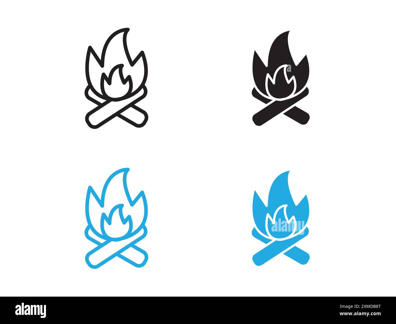 Campfire icon vector line logo mark or symbol set collection outline ...