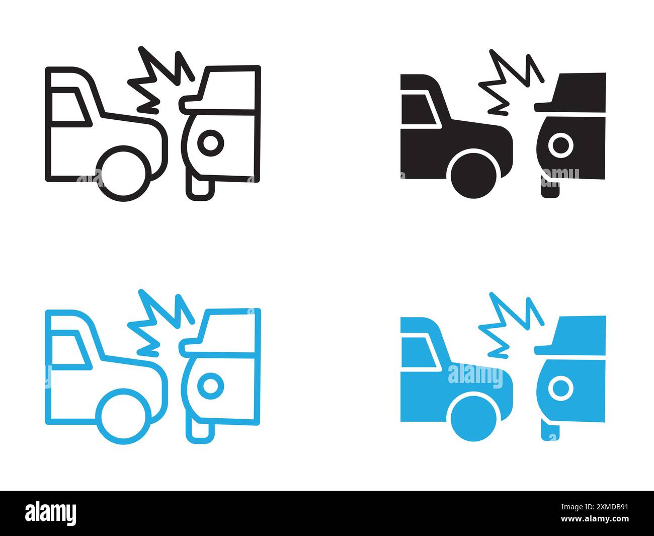 Car Side Crash Icon Vector Line Logo Mark Or Symbol Set Collection Outline Style Stock Vector