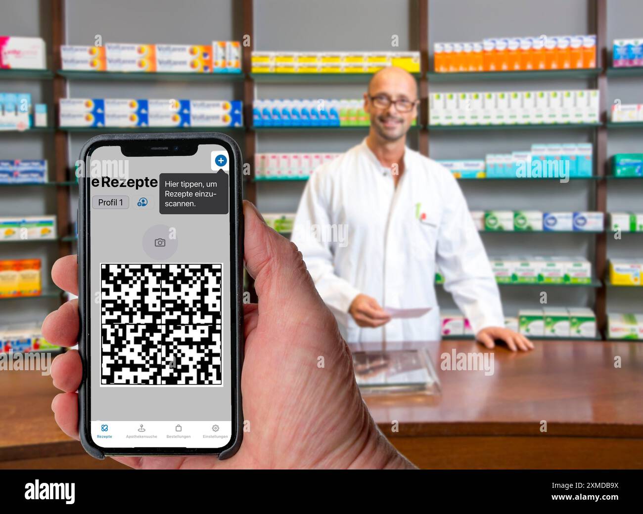 Symbolic image of an e-prescription, prescription issued by a doctor ...