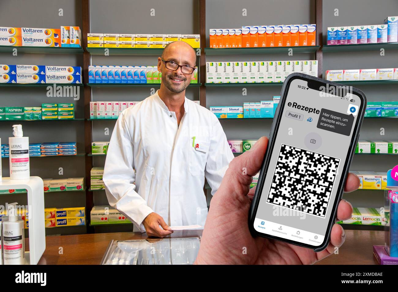 Symbolic image of an e-prescription, prescription issued by a doctor ...
