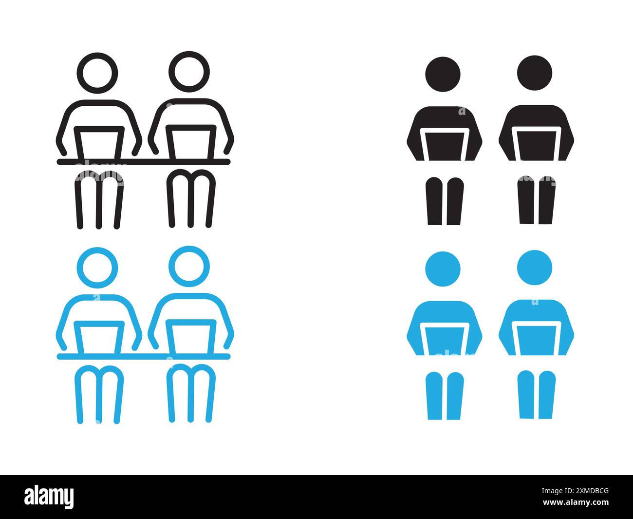 Coworking icon vector line logo mark or symbol set collection outline ...