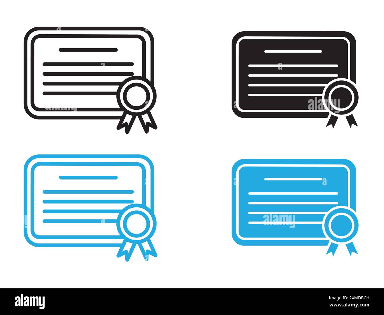 Certificate icon (2) vector line logo mark or symbol set collection ...