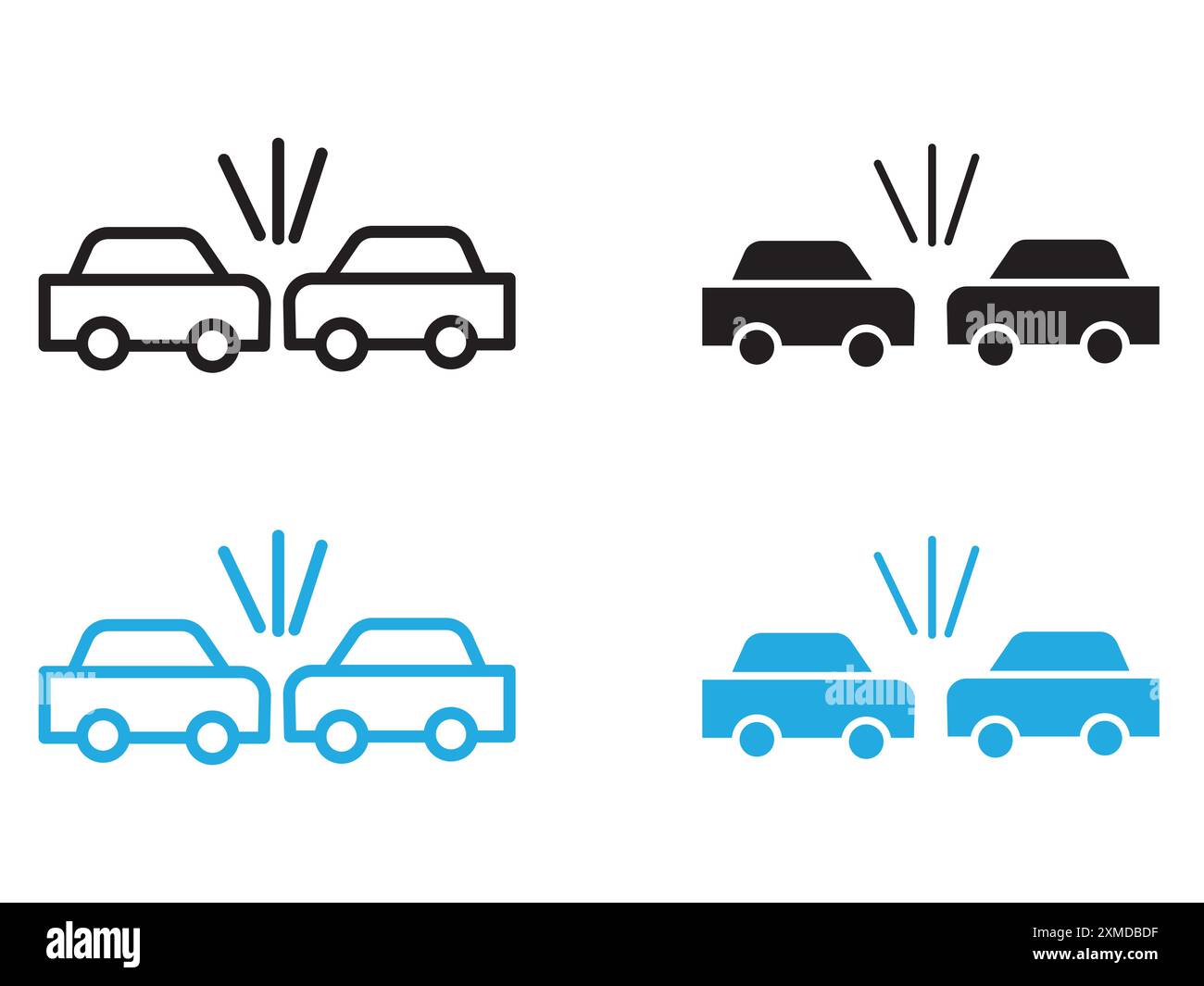 Car Accident Icon Vector Line Logo Mark Or Symbol Set Collection Outline Style Stock Vector