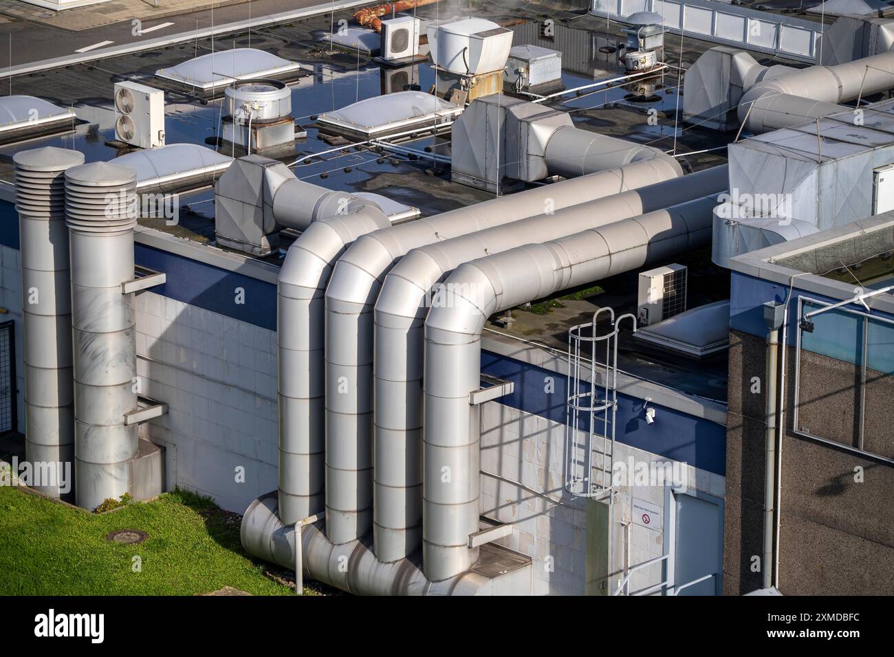 Ventilation system on a commercial building, exhaust air, draught, air ...