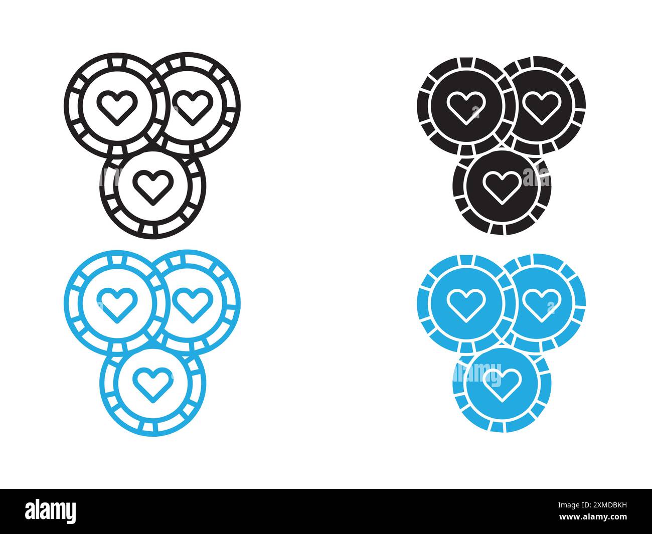 Casino chips icon vector line logo mark or symbol set collection ...