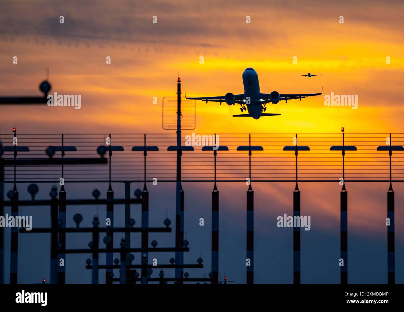 Runway lighting, approach aids, at Duesseldorf International Airport ...