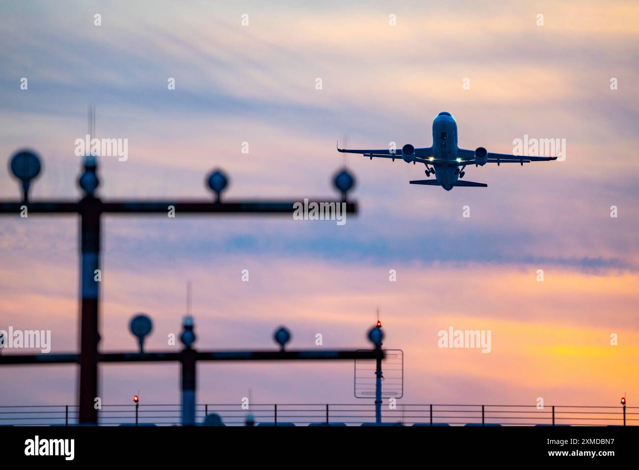 Runway lighting, approach aids, at Duesseldorf International Airport ...