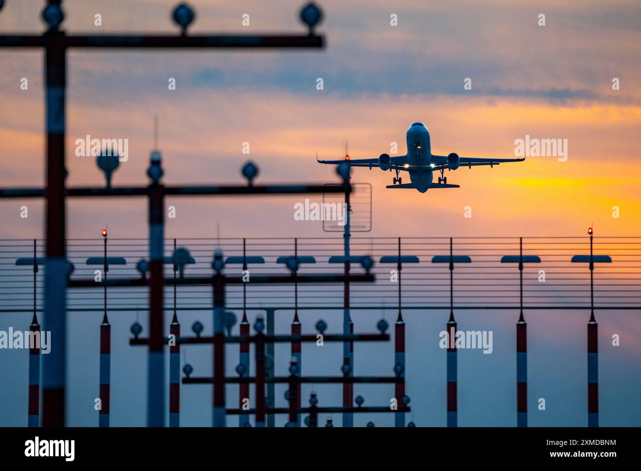 Runway lighting, approach aids, at Duesseldorf International Airport ...