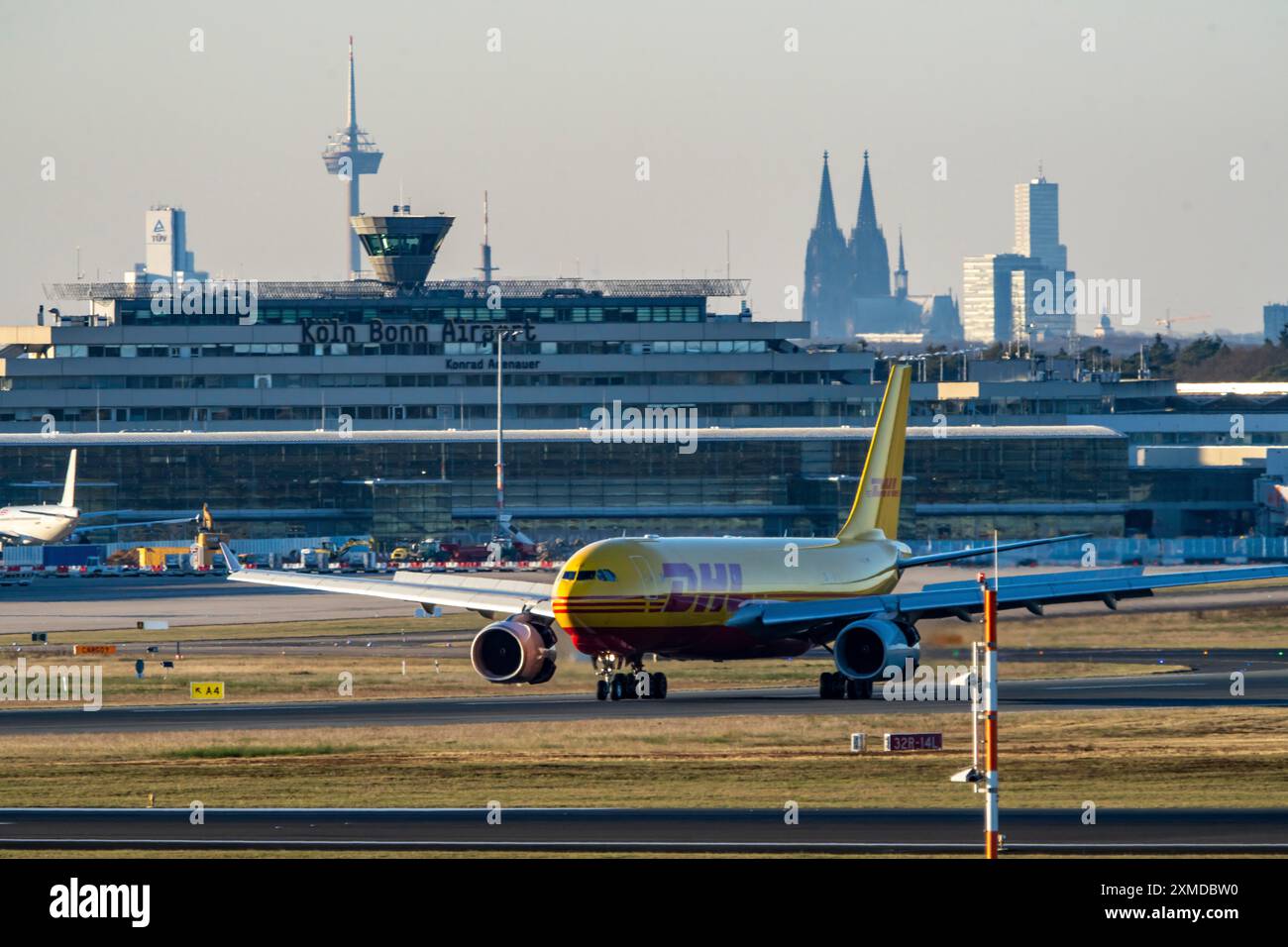 DHL Airbus A330-243F, cargo aircraft landing at Cologne-Bonn Airport ...
