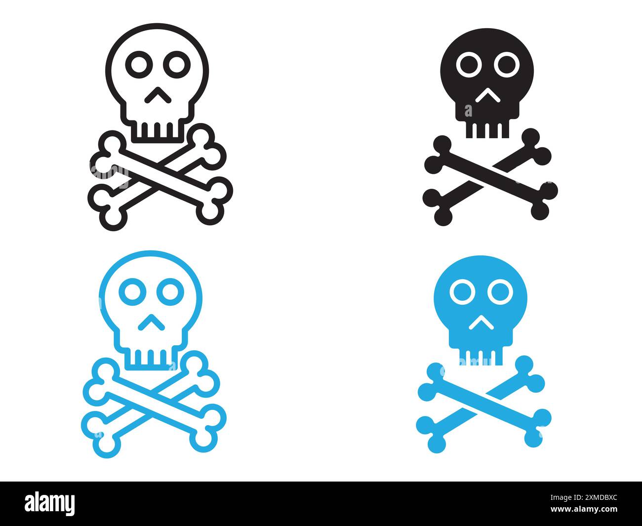 Crossbones skull icon vector line logo mark or symbol set collection ...