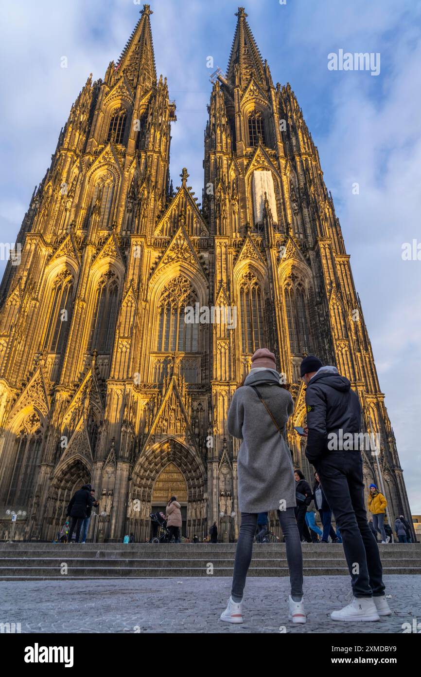 Cologne Cathedral, view of the west facade, on the north tower one of ...