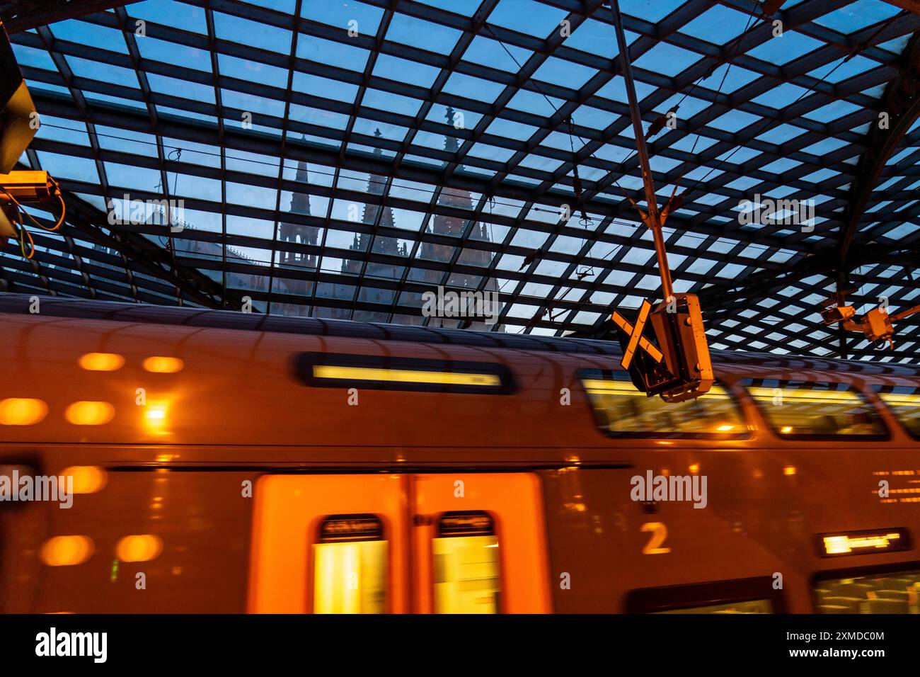Cologne Central Station, RRX, regional express train, glass roof ...