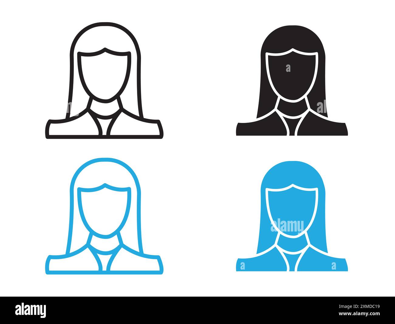 Female Avatar Icon Vector Line Logo Mark Or Symbol Set Collection Outline Style Stock Vector